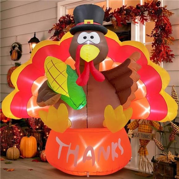 Holiday | 6ft Thanksgiving Inflatables Turkey Outdoor Decor With Light ...